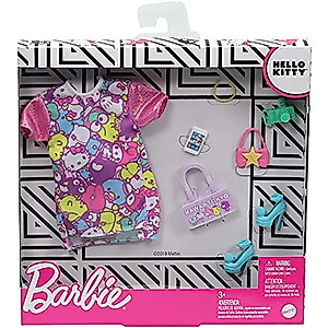 Barbie Storytelling Fashion Pack of Doll Clothes Inspired by Hello Kitty & Friends: Dress with Character Print & 6 Accessories Dolls, Gift for 3 to 8 Year Olds