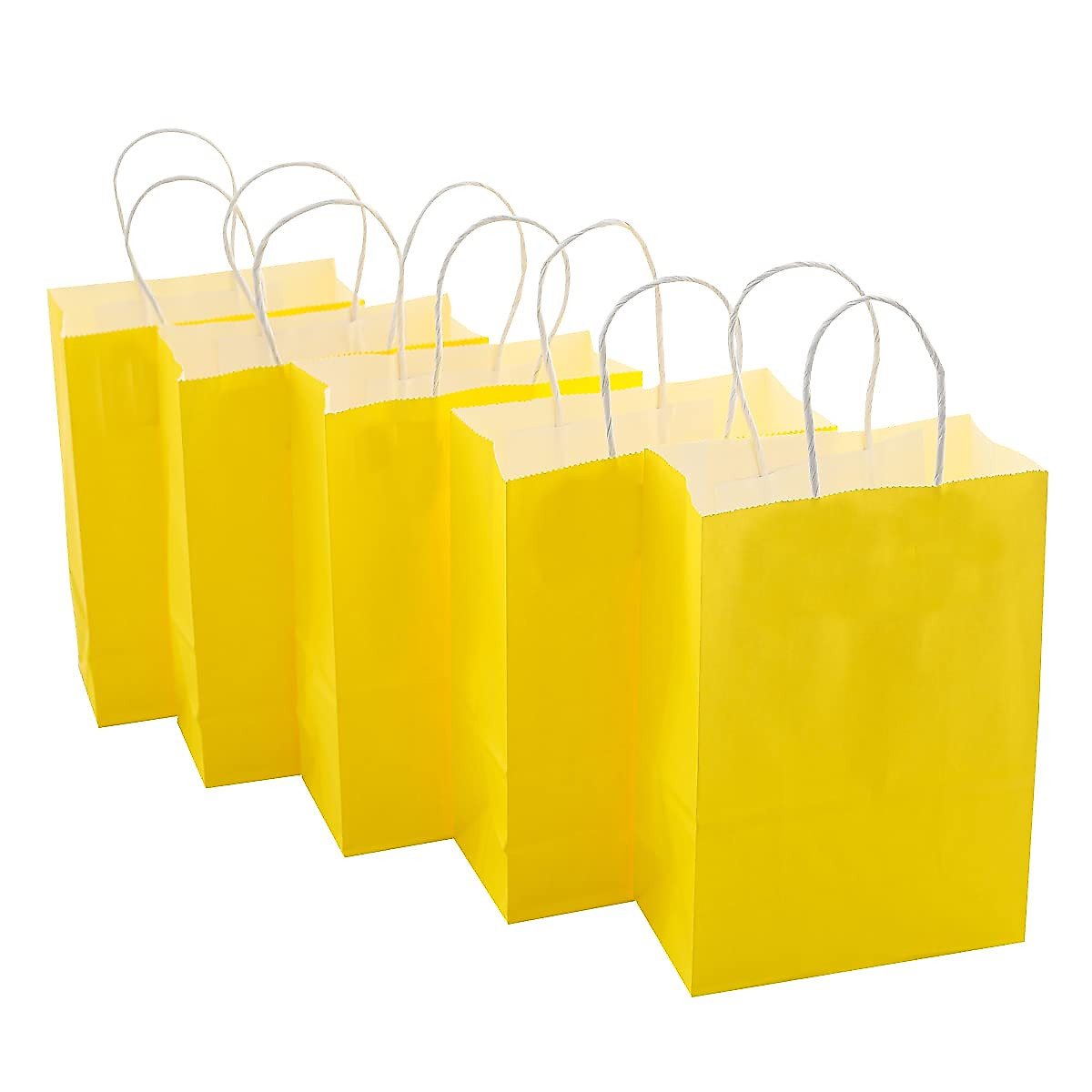 ysmile 24 ct Gift Kraft Paper Bag with Handle for Birthday Party Favor for Present in Bulk 8.2x5.9x3.1 from Yellow