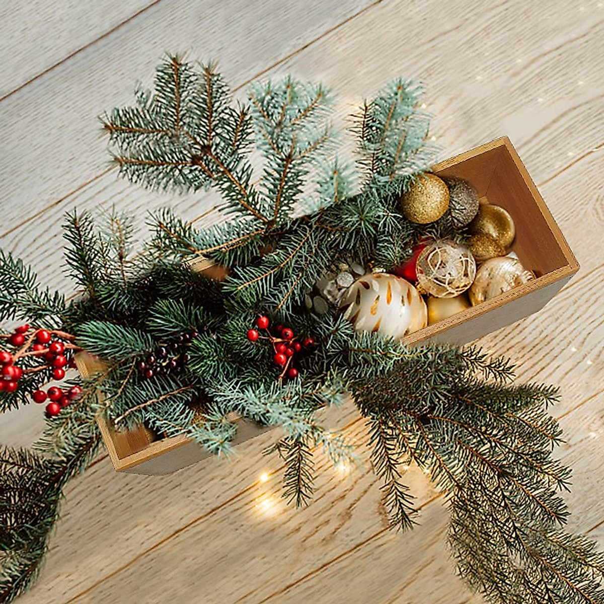 PRATIQUE Bamboo Drawer Organizer - Kitchen Utensil Organizer Silverware Tray Cutlery Holder，Office Desk Supplies and Accessories (12x3x2.6 inch)