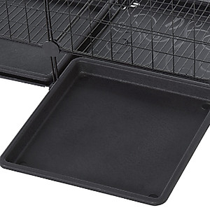 PawHut Small Animal Playpen C&C Cage Wire Bunny Pen for Kitten, Chinchillas, with Doors, Ramps and Trays, Black