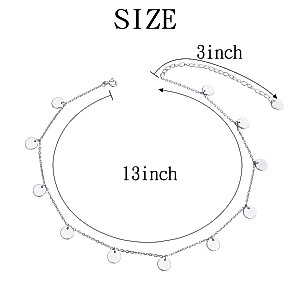 Sterling Silver Jewelry Dot Choker Necklace Round Circle Pendant Disc Chain Statement Necklace For Women