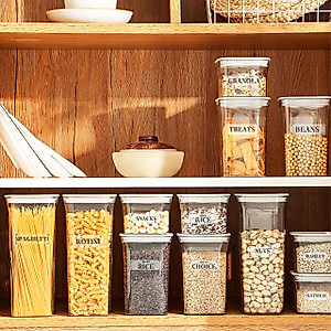 210 Pantry Labels Set for Kitchen Restaurant Storage Organization Water Resistant, 7 Sizes for Food Containers Label Sticker, Jars for Flour, Sugar, Coffee