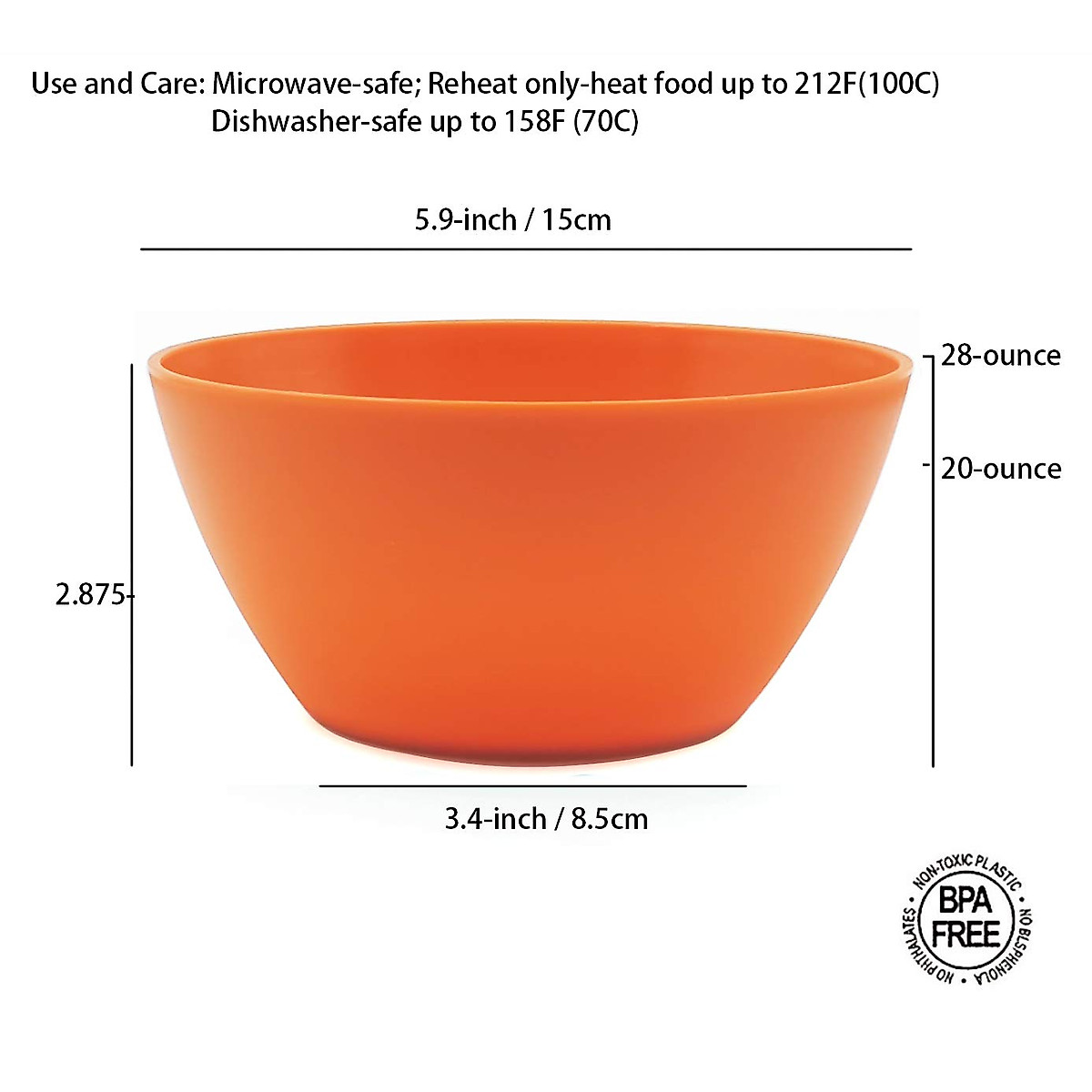 KX-WARE Plastic Bowls set of 12 - Unbreakable and Reusable 6-inch Plastic Cereal/Soup/Salad Bowls Multicolor | Microwave/Dishwasher Safe, BPA Free