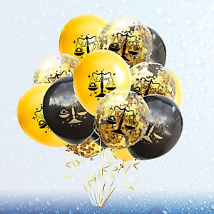 jojofuny Zodiac Wedding Graduation Supplies Black Party- Christmas Theme for Decorative Layout Balloon Prop, Decorations Xxcm, Pattern Golden Birthdayblack Ballons Libra Balloon, Sequins
