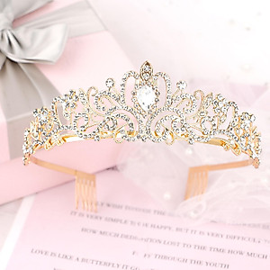 YISSION Birthday Girl Sash & Crown Gold Princess Tiara Crown for Women Girls Happy Birthday Queen Crown & Sash Birthday Tiaras & Crowns for Women Crystal Birthday Headband Birthday Party Decorations