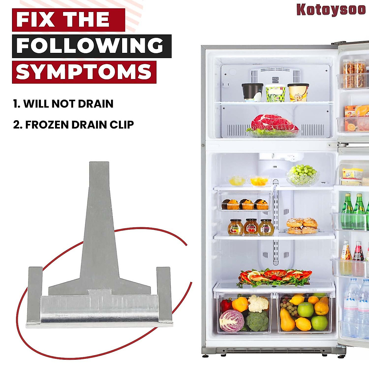 DA61-06796A Refrigerator Drain Clip Evaporator by Kotoysoo - Exact Fit for Samsung Refrigerator – Replaces: AP5579885, 2683162, PS4145120 (Pack of 2)