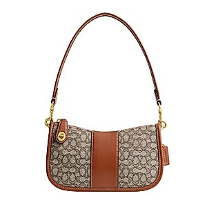 COACH Mini Signature Jacquard Swinger 20, Cocoa Burnished Amb