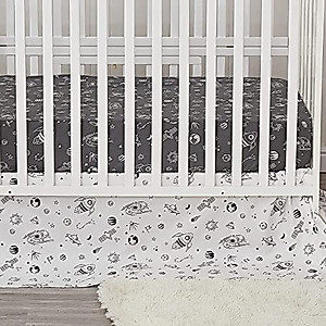 Brandream Space Crib Sheets for Baby Boys Toddler Fitted Sheet 100% Cotton Milky Way Spaceship Rocket Galaxy Print Nursery Bed Sheet Set