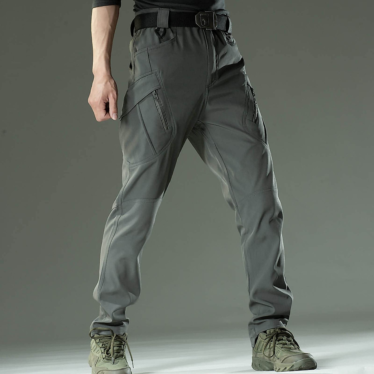 Men's Tactical Pants, Military Combat BDU/ACU Cargo Pants, Water Resistant Ripstop Work Pants, Hiking Outdoor Apparel Gray