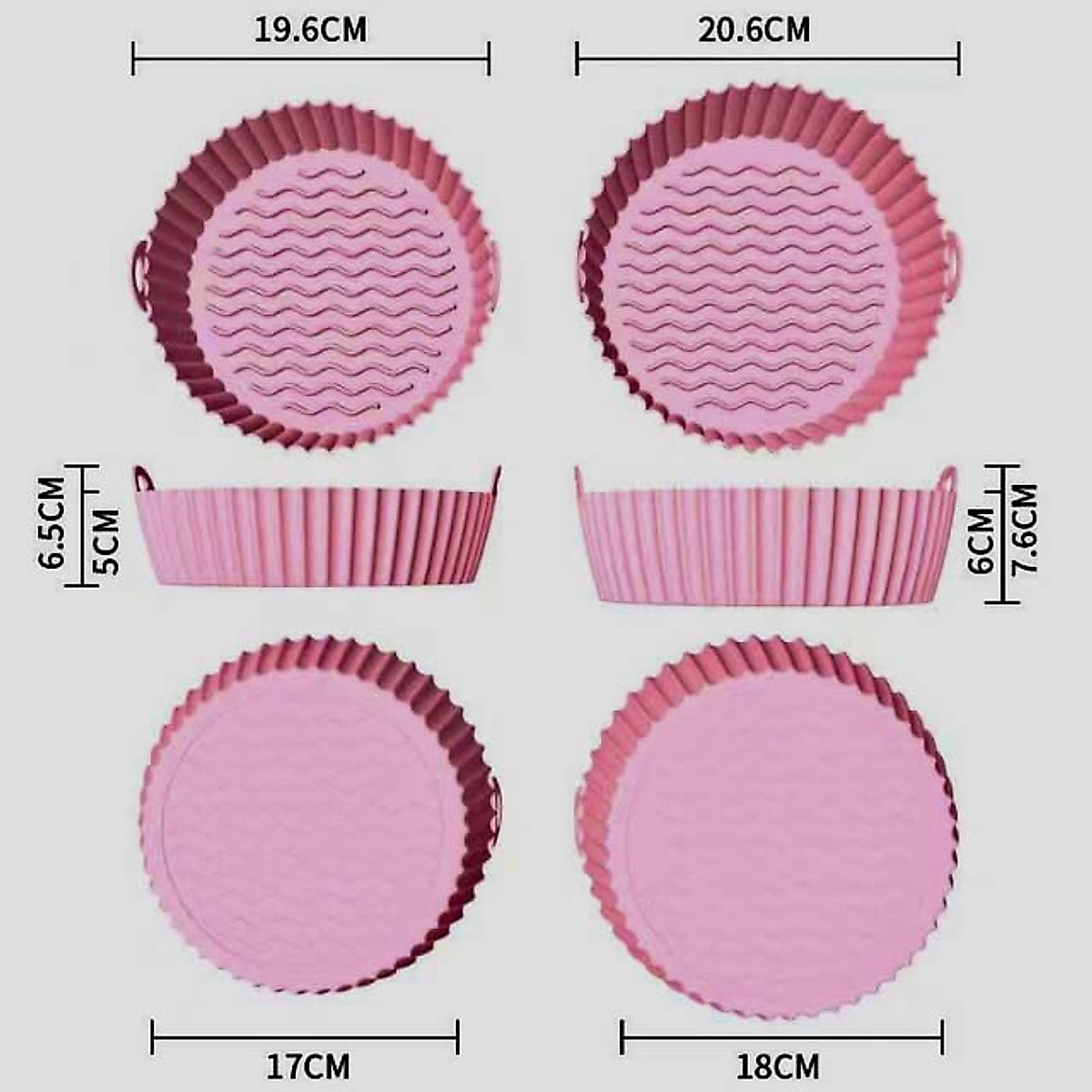 Air Fryer Silicone Basket Liner - Pack of 2 (7.5 & 8.5 inch)