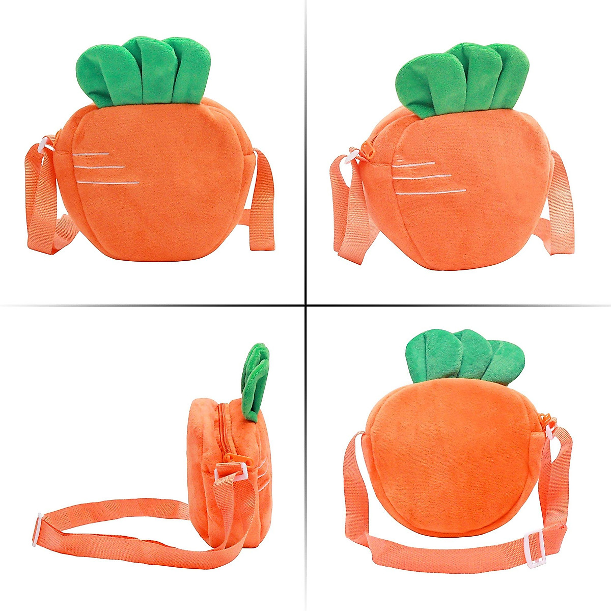 Van Caro Velvet Mini Carrot Purse, Women Cute Fruit Bag Crossbody Shoulder Bag