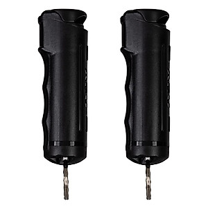 Police Magnum Keychain Pepper Spray Flip Top Safety- Maximum Heat Strength- Tactical Women & Men's Self Defense- Made in The USA- 2 Pack Black FT