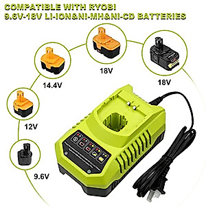 P117 Charger Replacement for Ryobi 9.6V-18V Charger Li-ion Ni-cad Ni-Mh Battery P100 P102 P103 P105 P107 P108 P118 P200 1400670