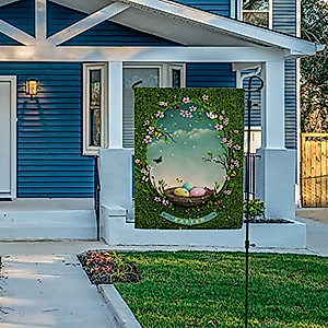 My Little Nest Seasonal Garden Flag Egg Shape Hole Easter Nest Double Sided Vertical Garden Flags for Home Yard Holiday Flag Outdoor Decoration Farmhouse Banner 12"x18"