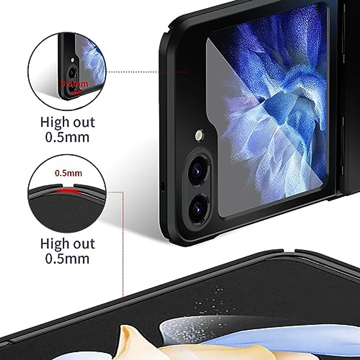Phone case Compatible with Samsung Galaxy Z Flip 5 Case with Hinge Protection,Slim Thin Shockproof Hard Full-Body Protective Phone Case Cover for Flip5 5G Phone Phone Cover (Color : Black)