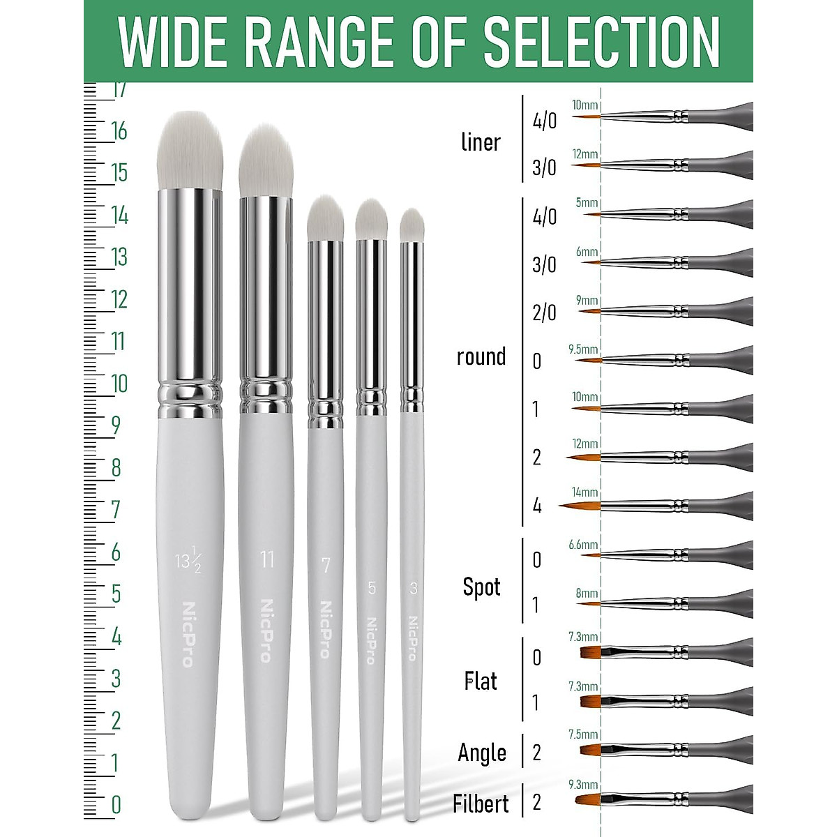 Nicpro Miniature Paint Brushes Dry Brush - 20PCS Model Paint Brush Set with Nylon Case for Acrylic, Watercolor, Detail Paint Brush Drybrush for Warhammer 40k, Citadel Paint, Model, DND Miniatures