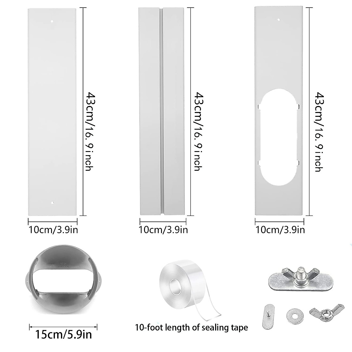 FFXWTSF Portable AC Window Kit, Air Conditioner Window Kit with Coupler Adjustable Window Seal Suitable for 5.9"/15cm Hose…