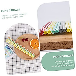 SOLUSTRE 20pcs Color Striped Straws Reusable Straws Wedding Straws Paper Cocktail Drinking Straws Party Paper Cocktail Straws Paper Straws Coffee Straw Disposable Set Pp Baby