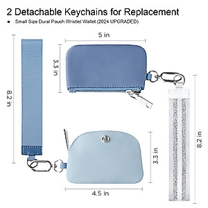 Babysun Zip Around Dual Pouch Wristlet Wallets for Women With 2 Detachable Keychains Wallet Coin Purse Portable Upgrated (Grey)