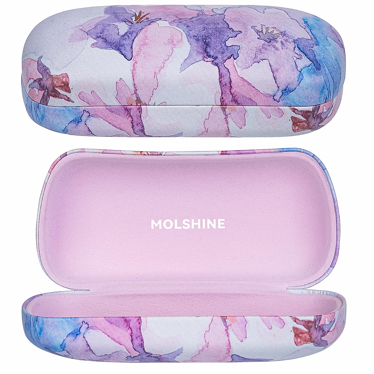 molshine Hard Shell Sunglasses Case, Classic Large Glasses Case for Sunglass, Eyeglasses with Cleaning Cloth (Purple)