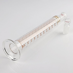 stonylab Measuring Cylinder with Stopper, 250 ml Heavy Wall Borosilicate Glass Measuring Graduated Cylinder with 24/40 Standard Ground Joint and Flat Head Stopper, 1 Pack