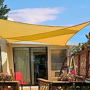 SUNLAX Sun Shade Sail, 10'x 10'x14' Sand Right Triangle Canopy Shades for Outdoor Patio Pergola Cover Sunshade Sails UV Blocking
