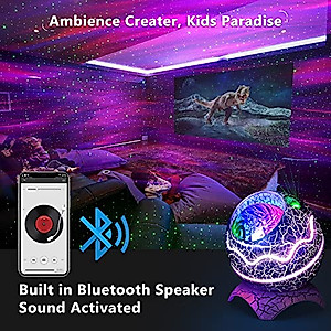 Brizled Star Projector Night Light, Dinosaur Egg Shaped Galaxy Projector Light with Bluetooth Speaker & White Noise, LED Nebula Starry Night Light Projector Remote for Room Party Birthday Home Theater