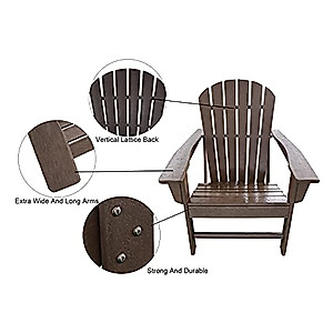 EZyard HDPE Plastic/Resin Classic Outdoor Adirondack Chair for Patio Deck Garden,Backyard & Lawn Furniture,Brown (Brown)