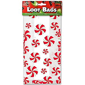 Christmas Gift Bags for Holiday Gifts - Cellophane Goodie Treat and Party Favor Bag with Twist Ties (150 Pack)