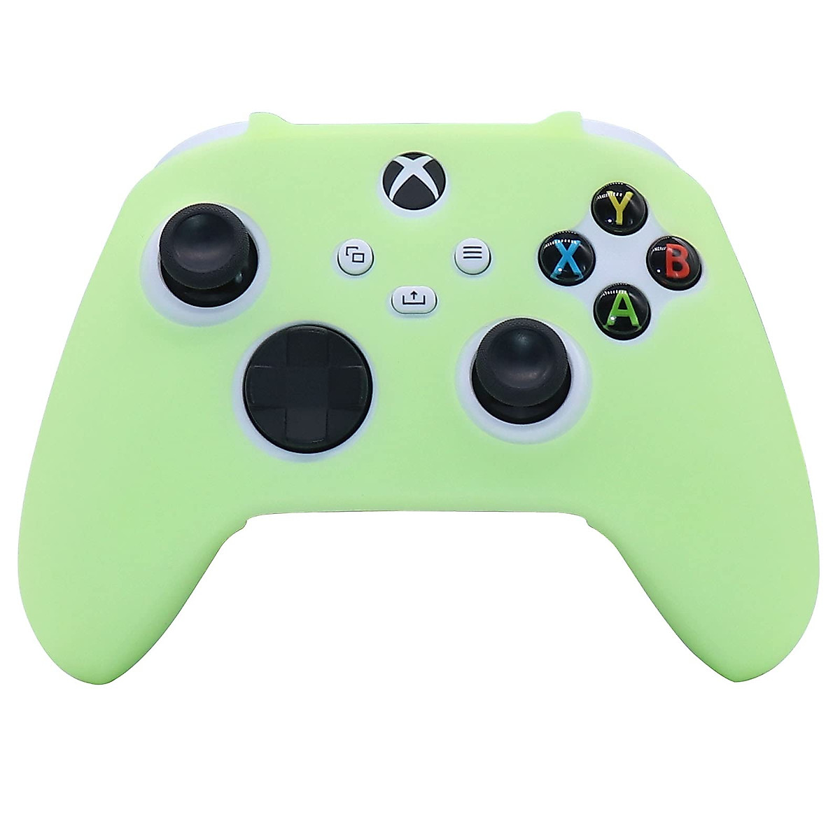 RALAN Controller Cover Silicone, Silicone Controller Cover Skin Protector in Dark Compatible for Xbox Series Controller (Black Pro Thumb Grip x 8,Cat + Skull Cap Cover Grip x 2) (Green)