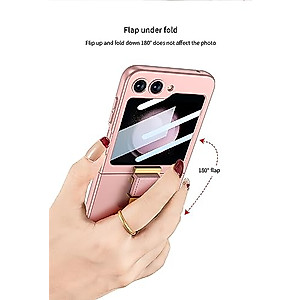 phone flip case Slim Case Compatible with Samsung Galaxy Z Flip 5 Case with Outer Screen Protector Case,Thin Hard PC Case Fashion Protective Case with Built-in Metal Ring phone screen protection ( Col