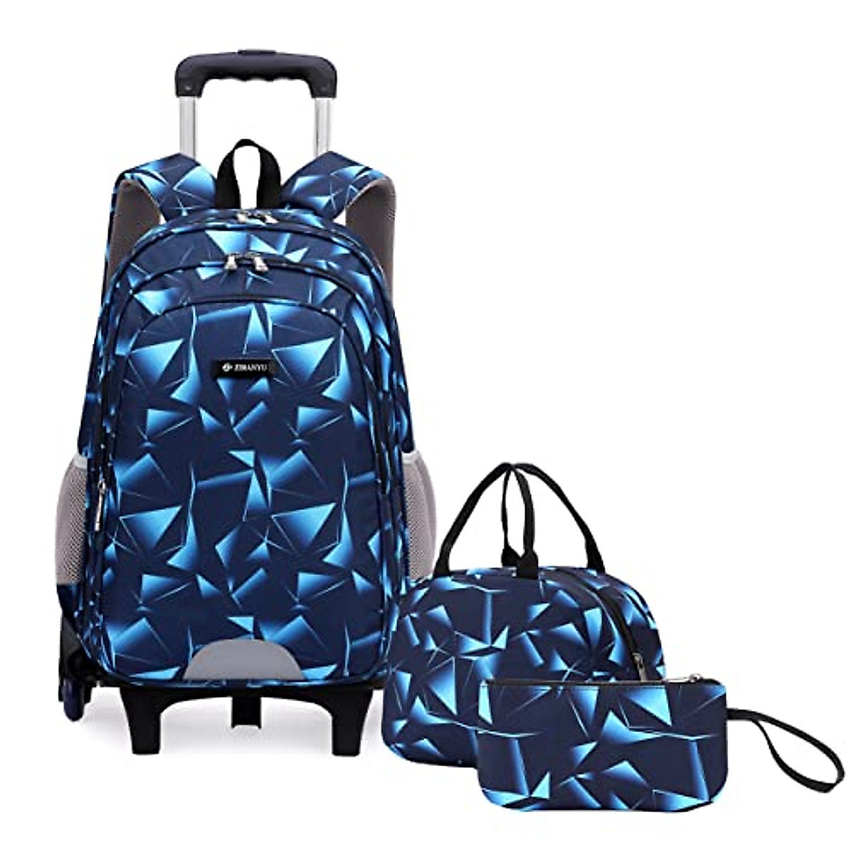 Mfikaryi Colorful Space Elemetary Rolling Backpack, Kids Luggage School BookBag,Wheeled Casual Trolley Daypack for Boys