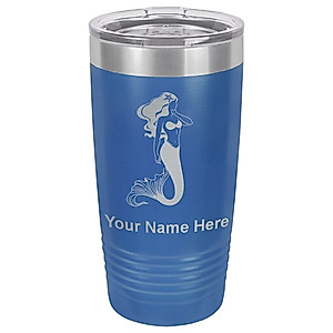 LaserGram 20oz Vacuum Insulated Tumbler Mug, Mermaid, Personalized Engraving Included (Dark Blue)