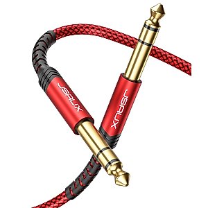 JSAUX 1/4 Inch Cable Guitar Cable 10FT, Instrument Cable 6.35mm (1/4) TRS to 6.35mm (1/4) TRS Stereo Audio Cable Male to Male Straight-to-Straight for Electric Guitar, Bass, Mandolin - Red 3M