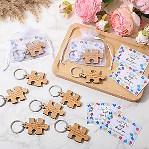Resurhang Employee Appreciation Gifts Wooden Puzzle Keychain Staff Greeting Cards Thank You Team Building Gifts for Coworkers(50 Set)