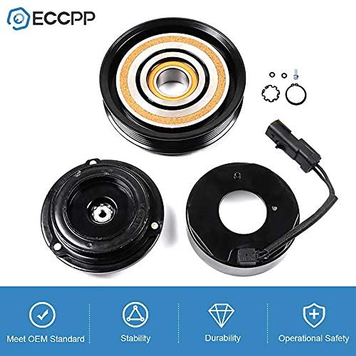 ECCPP A/C Clutch 2001-2007 Fit for Chrysler Town & Country 3.3L 3.8L 2001-2007 Fit for Dodge Grand Caravan 3.8L AC Compressor Clutch Assembly Kit
