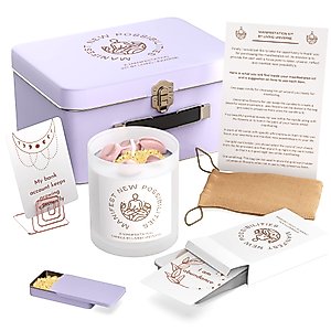 Manifestation Kit,Meditation Accessories, Spiritual Room décor, White Sage Candle,36 pc Positive Affirmations Cards,Healing Stones,for Meditation/Spiritual Healing/Smudging