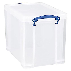 Really Useful Box 19 Liter Plastic Stackable Storage Container w/Snap Lid & Built-In Clip Lock Handles for Home & Office Organization, Clear (2 Pack)