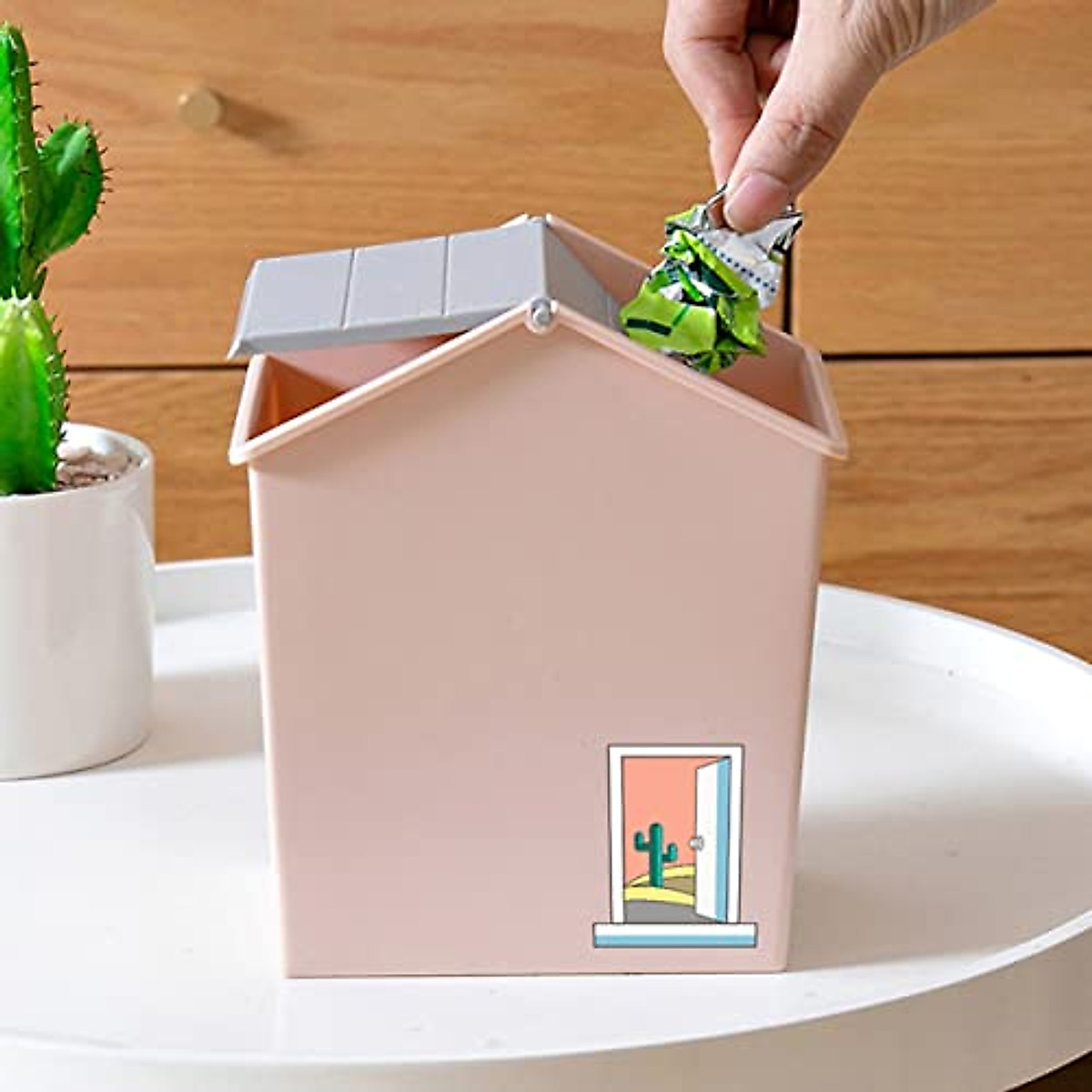 Cabilock 4pcs Desktop Trash can Small Rubbish can Waste Bin Rubbish Storage can Rubbish Container Cute Trash can Work Desk Decor car bin Waste Paper Bucket Office Waste Paper bin with Cover