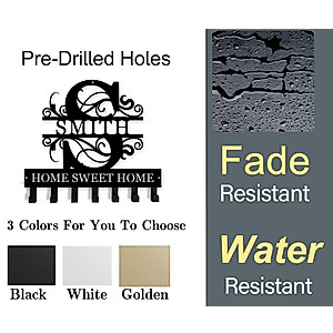 HYTSIGN Personalized Metal Family Name Key Holder for Wall, Metal Key Hooks for Wall, Key Holder for Wall, Personalized Key Holder for Wall, Custom Key Holder for Wall Keys Hooks Rack