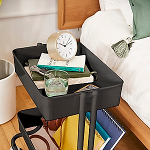 ECR4Kids 2-Tier Rolling Utility Cart, Multipurpose Storage, Black