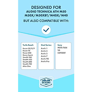 Dekoni Audio Elite Sheepskin Ear Pads Compatible for Audio Technica ATHM50X Headphones