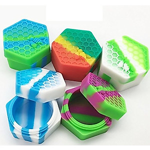 FWD 26ML Non Stick Silicone Jar Hexagon Honeybee Container and 1 Stainless Steel Tool Random Colors (3)