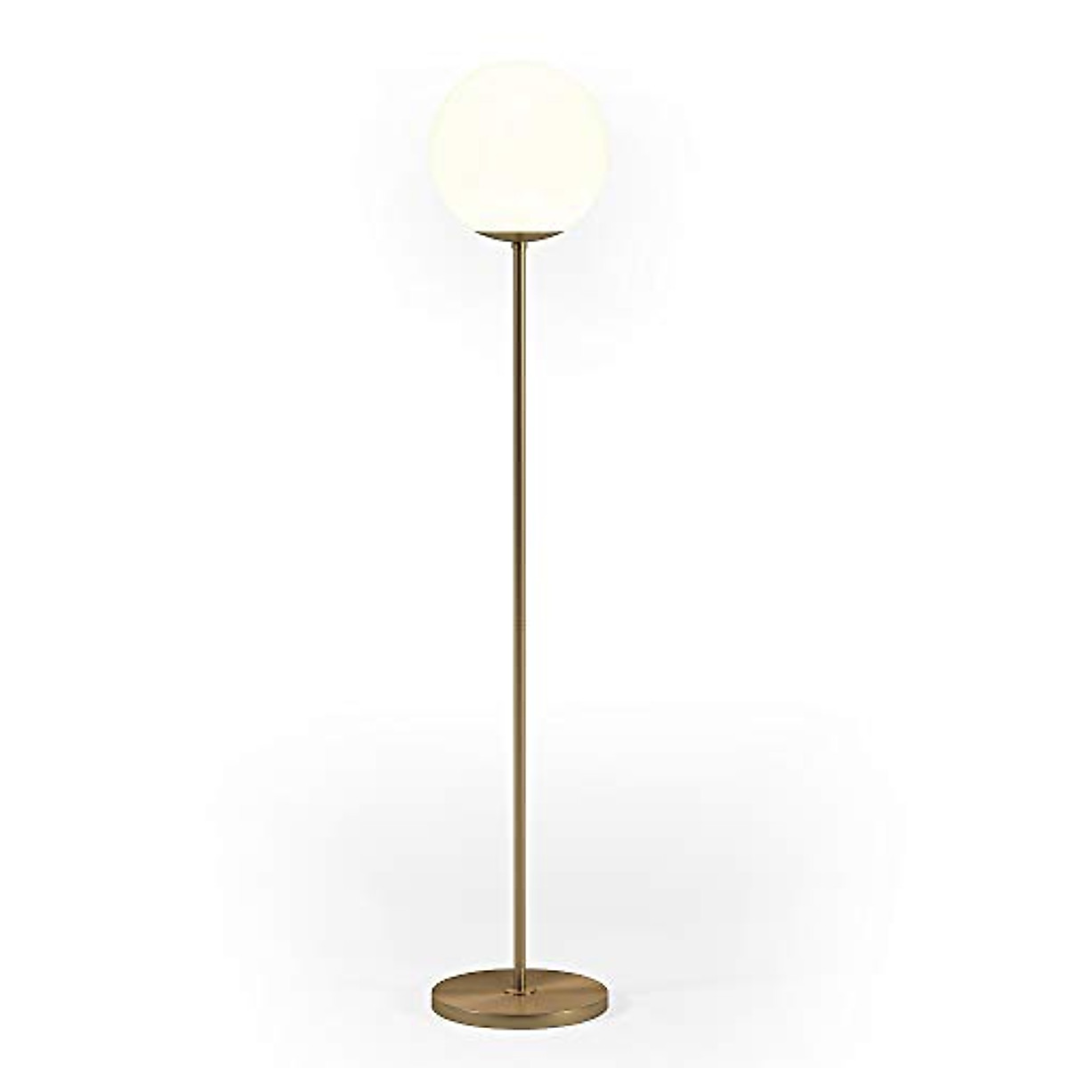 Theia Globe & Stem Floor Lamp with Plastic Shade in Brass/White
