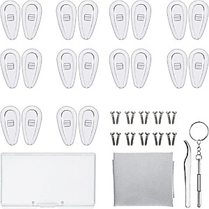 Sumind Eyeglass Repair Kit 10 Pairs Air Chamber Nose Pads Silicone Screw-in Eyewear Nose Pads with Screws Tweezer and Cleaning Cloth (13 mm)