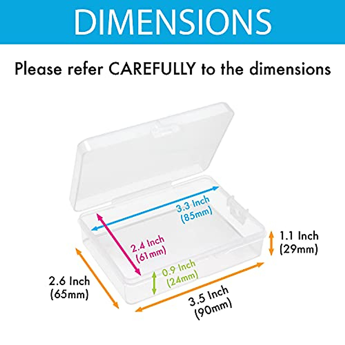 12 Pack 3.5x2.6x1.1 Inches Small Clear Plastic Box Storage Containers with Hinged Lid Rectangular for Organizing Small Parts, Office Supplies, Clips (12)