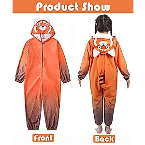 Cosroyce Halloween Red Panda Costume Kid's Raccoon Costumes Jumpsuit Onesie Outfit Mei Cosplay for Girls, Kids-S(Height:41inch-45inch) (CR-RP01)