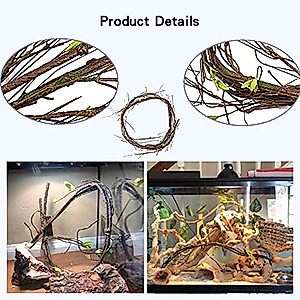 Reptile Bend-A-Branch Vines Flexible Leaves Pet Habitat Decor Climber Jungle Long Vines for Climbing Crested Gecko Lizard Frogs Snakes Chameleon 5 Pcs