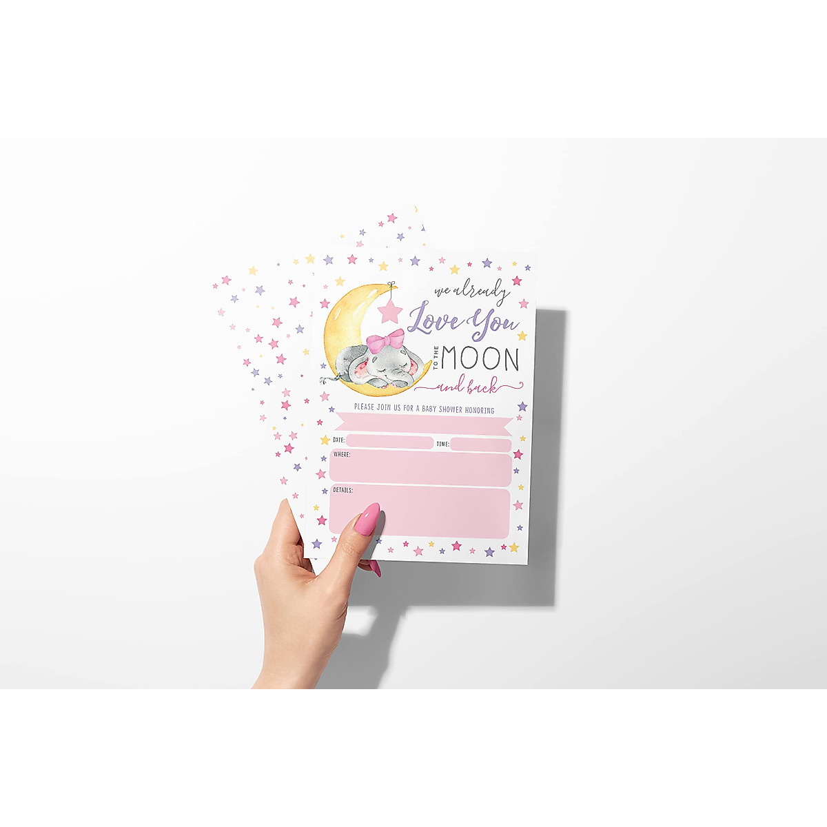 Your Main Event Prints Greeting Card, Baby Shower Invitation, Elephant, 20 Invitations and Envelopes