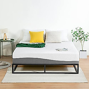 Olee Sleep 9 Inch Modern Metal Platform Bed Frame / Wooden Slats / Mattress Foundation / Wood Slat Support / No Box Spring Needed, Queen,VC09BX01Q,Black